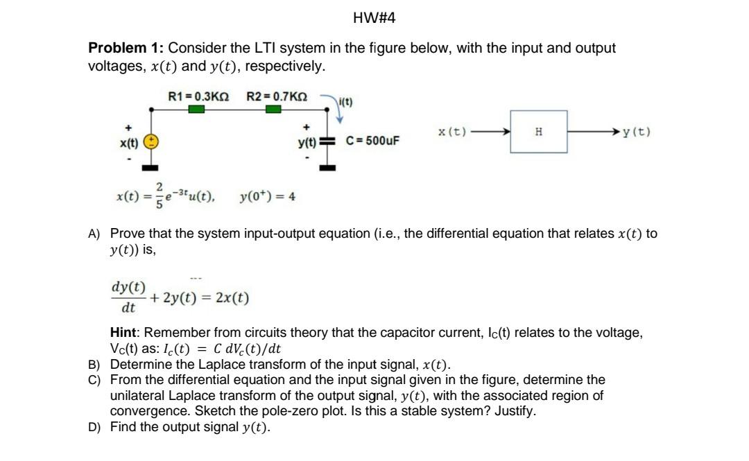 Solved HW\#4 Problem 1: Consider the LTI system in the | Chegg.com