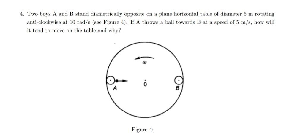 Solved 4. Two boys A and B stand diametrically opposite on a | Chegg.com