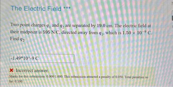 Solved Two point charges q1 and q2 are separated by 19.0 cm. | Chegg.com
