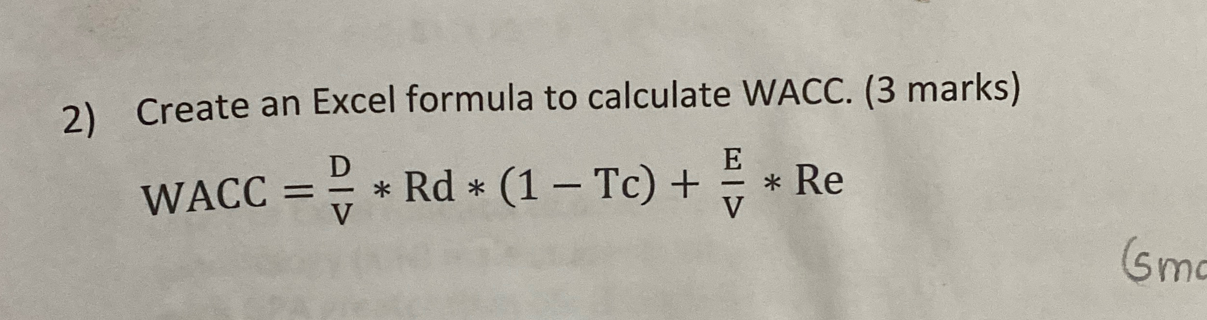 Create an Excel formula to calculate WACC. (3 | Chegg.com