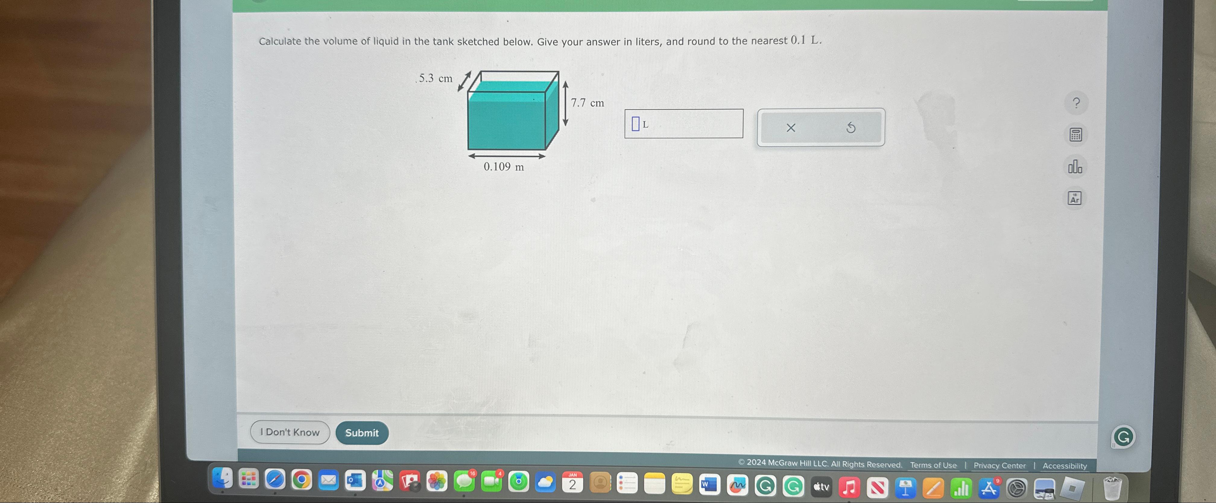 Solved Calculate the volume of liquid in the tank sketched | Chegg.com