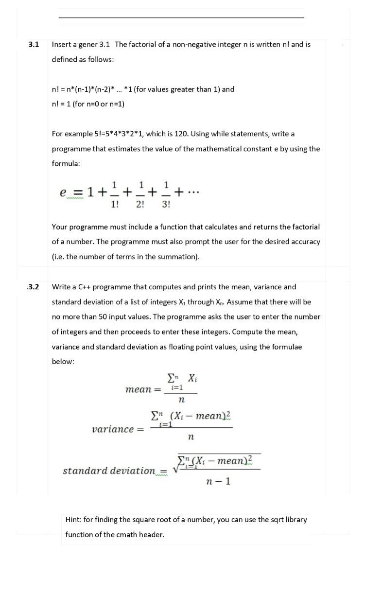 Solved n!=n∗(n−1)∗(n−2)∗…∗1 (for values greater than 1) and | Chegg.com