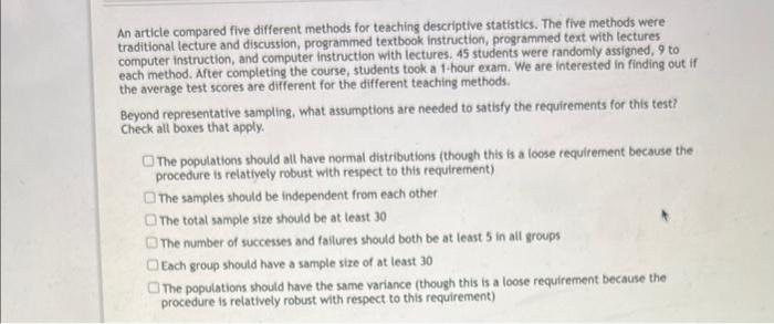 Solved An article compared five different methods for | Chegg.com
