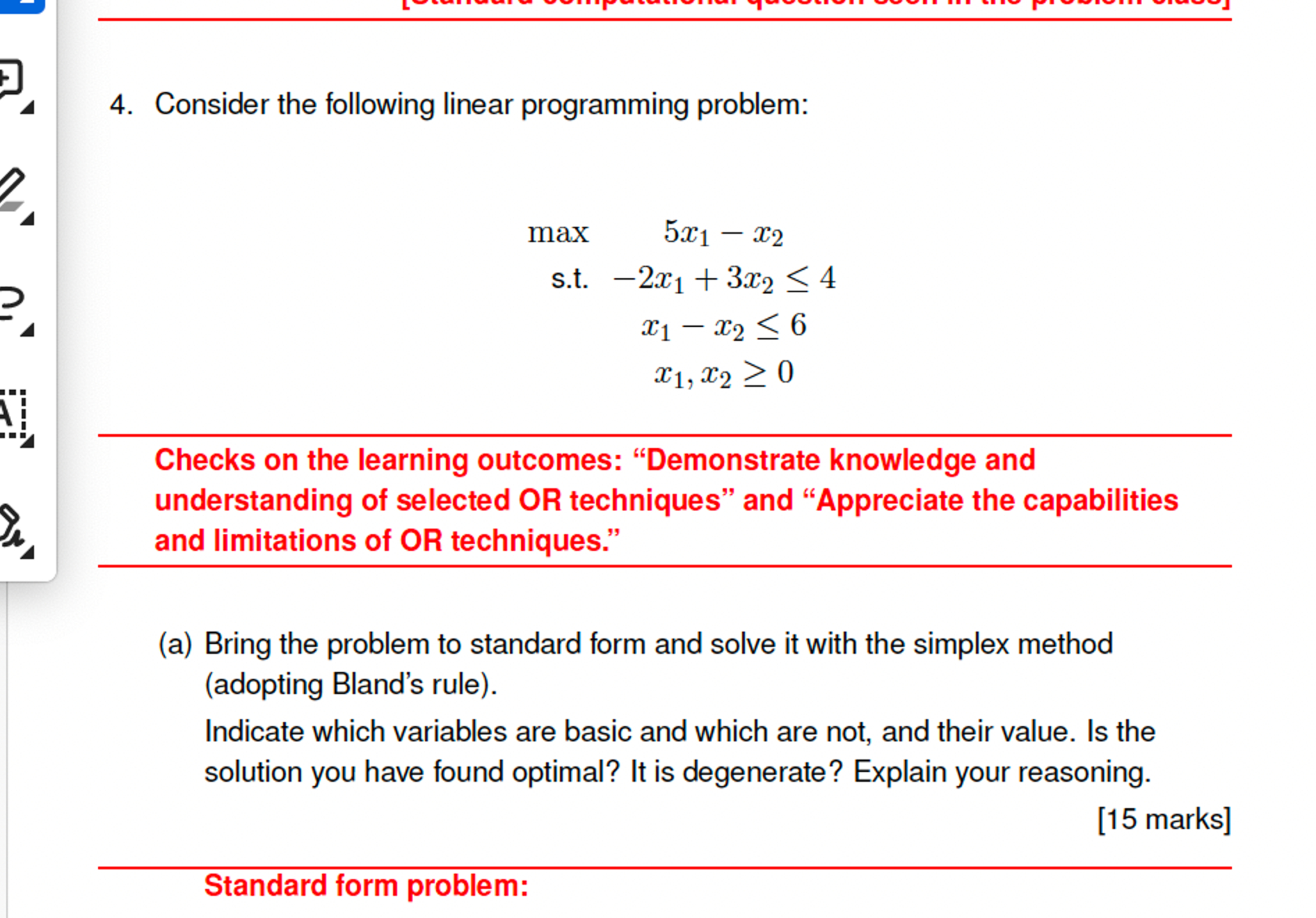 Solved Consider the following linear programming | Chegg.com