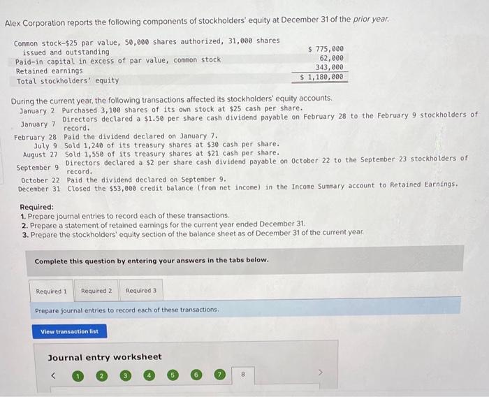 Solved Alex Corporation reports the following components of | Chegg.com