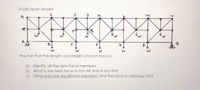 Solved Single Span Model: H R А. w N Assume that the length | Chegg.com