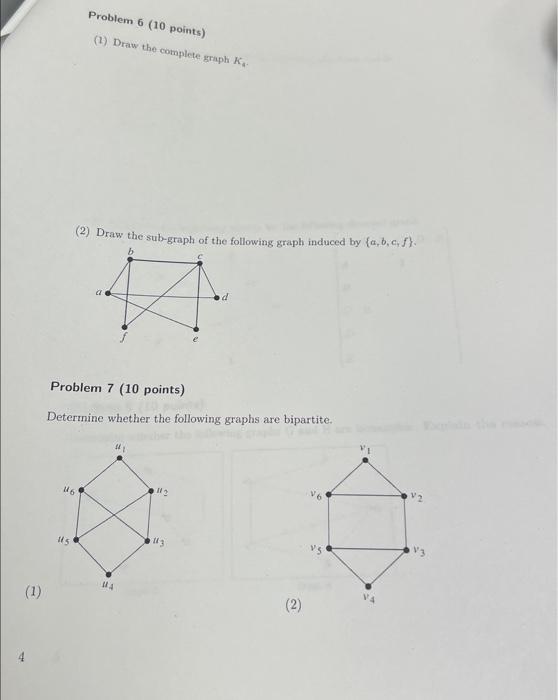 Solved Problem 6 10 Points 1 Draw The Complete Graph