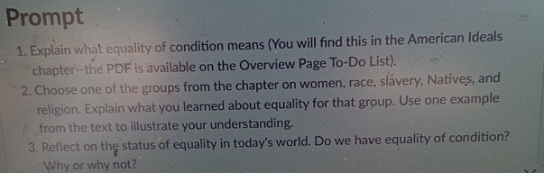 Solved PromptExplain what equality of condition means (You | Chegg.com