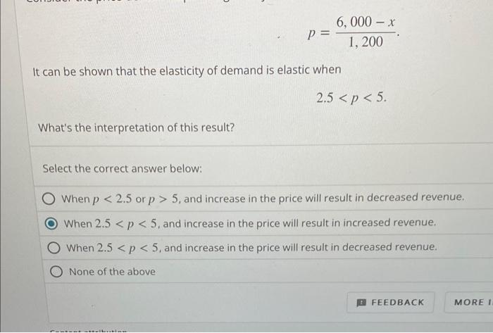 Solved p=1,2006,000−x It can be shown that the elasticity of | Chegg.com