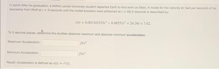 Solved (1 point) After his graduation, a Wilfrid Laurier | Chegg.com