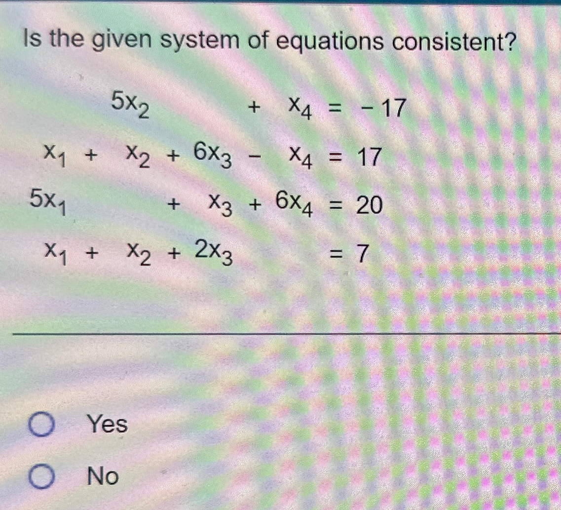 Solved Is the given system of equations | Chegg.com