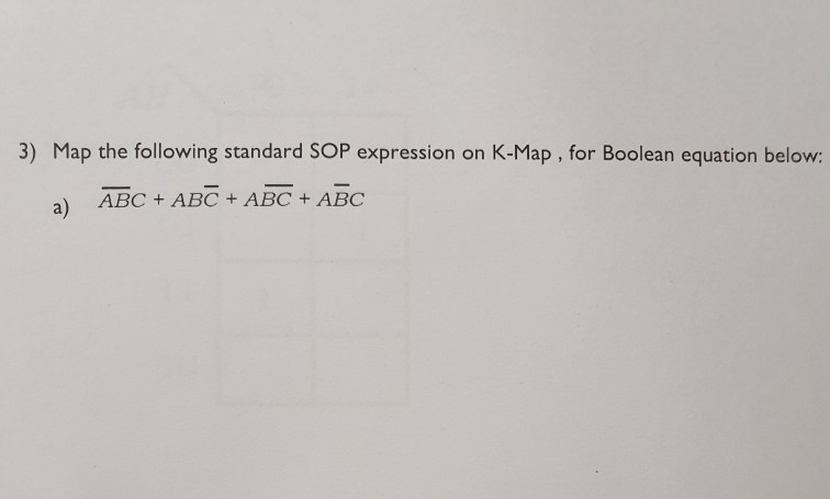 Solved 3) Map the following standard SOP expression on | Chegg.com