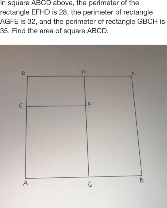 Solved In square ABCD above, the perimeter of the rectangle | Chegg.com