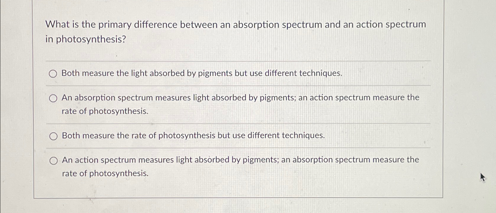 Solved What is the primary difference between an absorption | Chegg.com