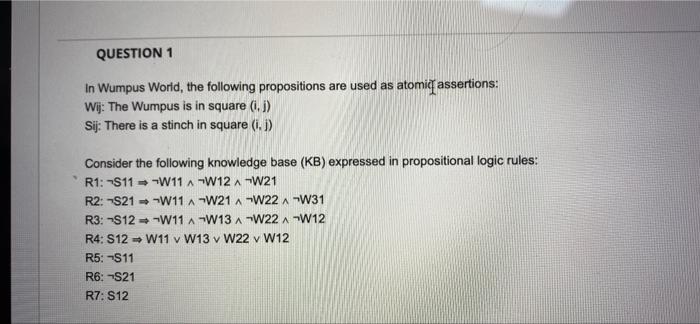 Solved QUESTION 1 In Wumpus World, the following | Chegg.com