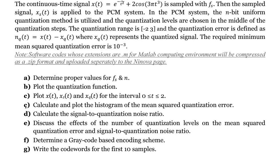 signal, xs(t) is applied to the PCM system. In the | Chegg.com