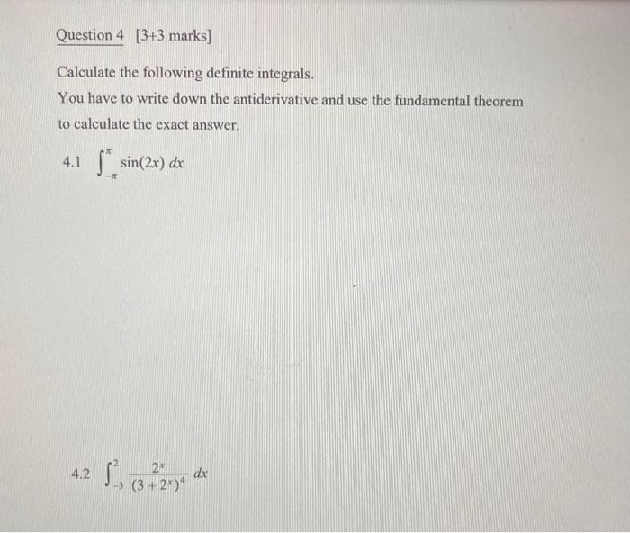 Solved Question 4 (3+3 marks) Calculate the following | Chegg.com Solved Question 4 (3+3 marks) Calculate the following | Chegg.com