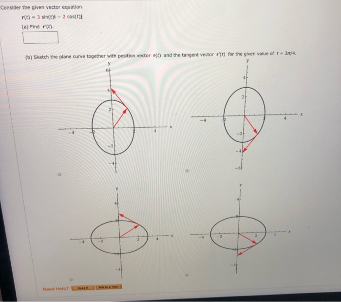 Solved Consider the given vector equation. r(t) - 3 sin(t)i | Chegg.com