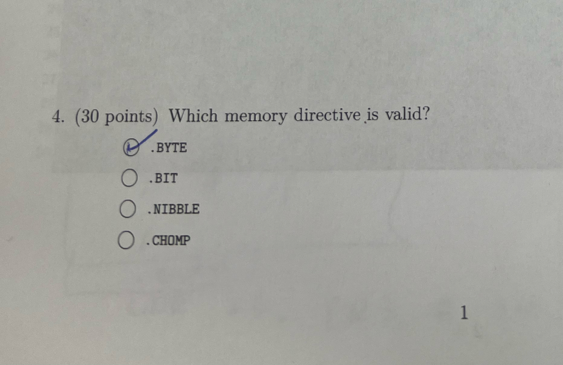 Solved (30 ﻿points) ﻿Which memory directive is | Chegg.com