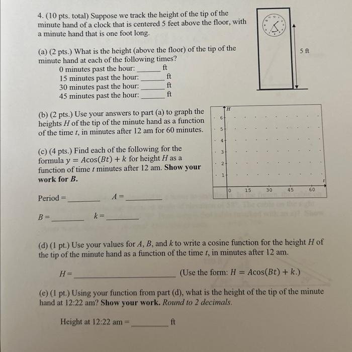 Solved 4. (10 pts. total) Suppose we track the height of the | Chegg.com