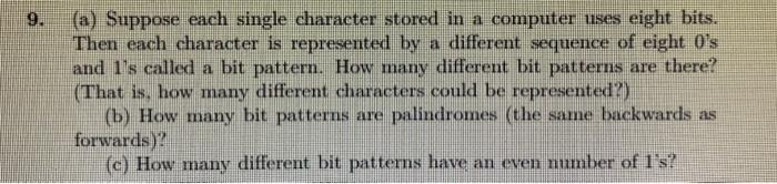 Solved 9. (a) Suppose each single character stored in a | Chegg.com