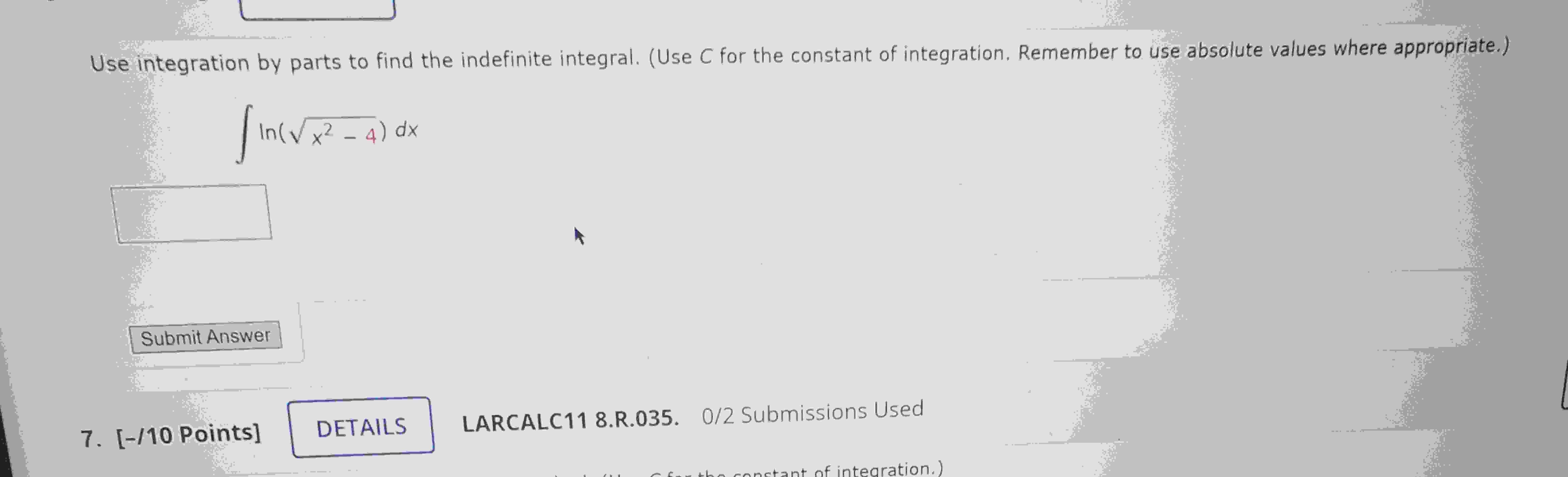Solved Use integration by parts to find the indefinite | Chegg.com