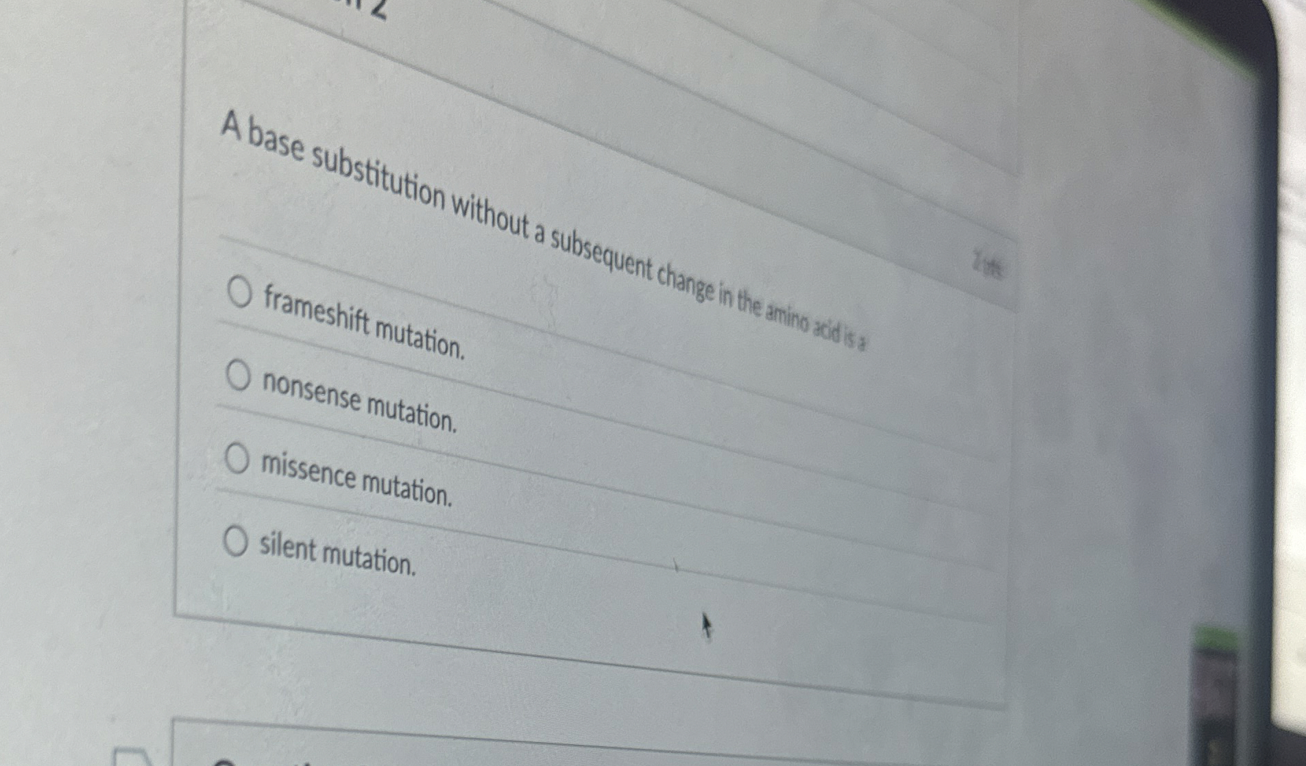 Solved A base substitution without a subsequent change in | Chegg.com