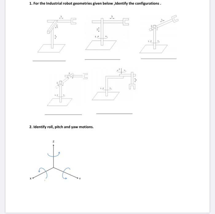Solved 1. For the Industrial robot geometries given below | Chegg.com