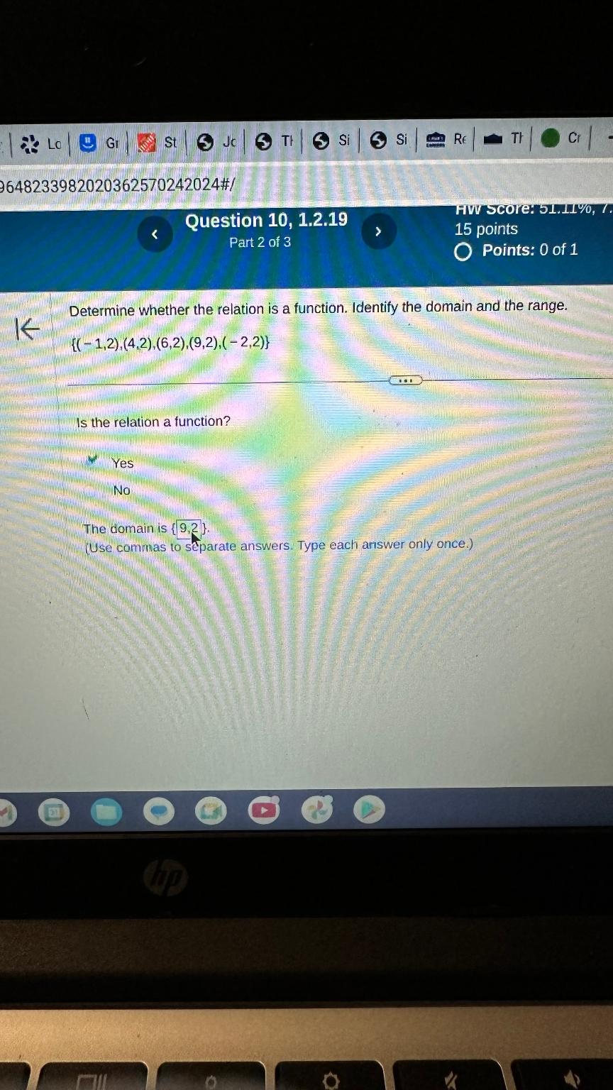 Solved Question 10, 1.2.19FWV score:51.11%, 7.Part 2 ﻿of 315 | Chegg.com