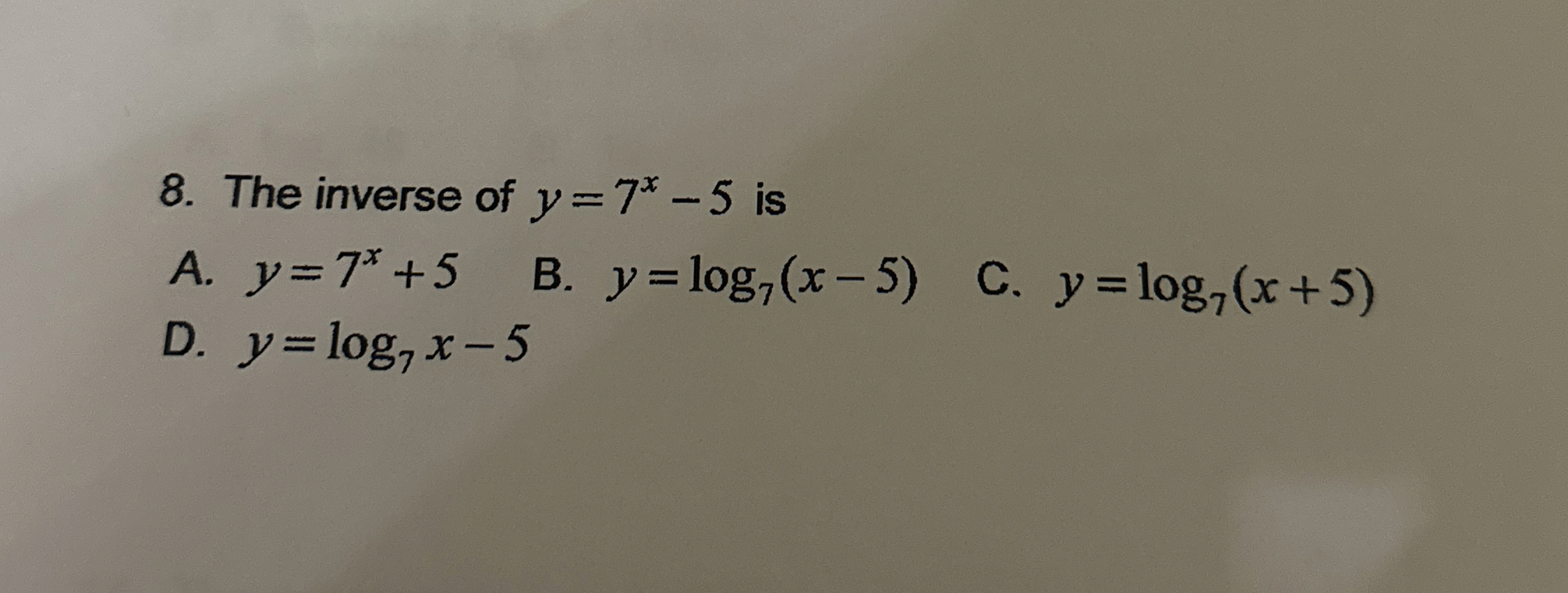 Solved The inverse of y=7x-5 | Chegg.com