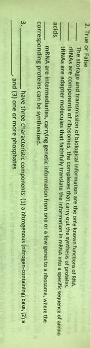 Solved 2. True or False The storage and transmission of | Chegg.com