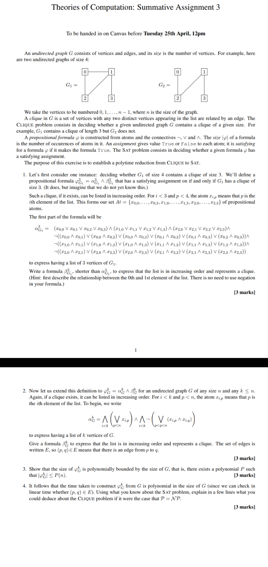 Solved Theories of Computation: Summative Assignment 3 To be | Chegg.com