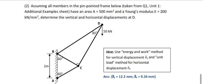 Solved (2) Assuming all members in the pin-pointed frame | Chegg.com