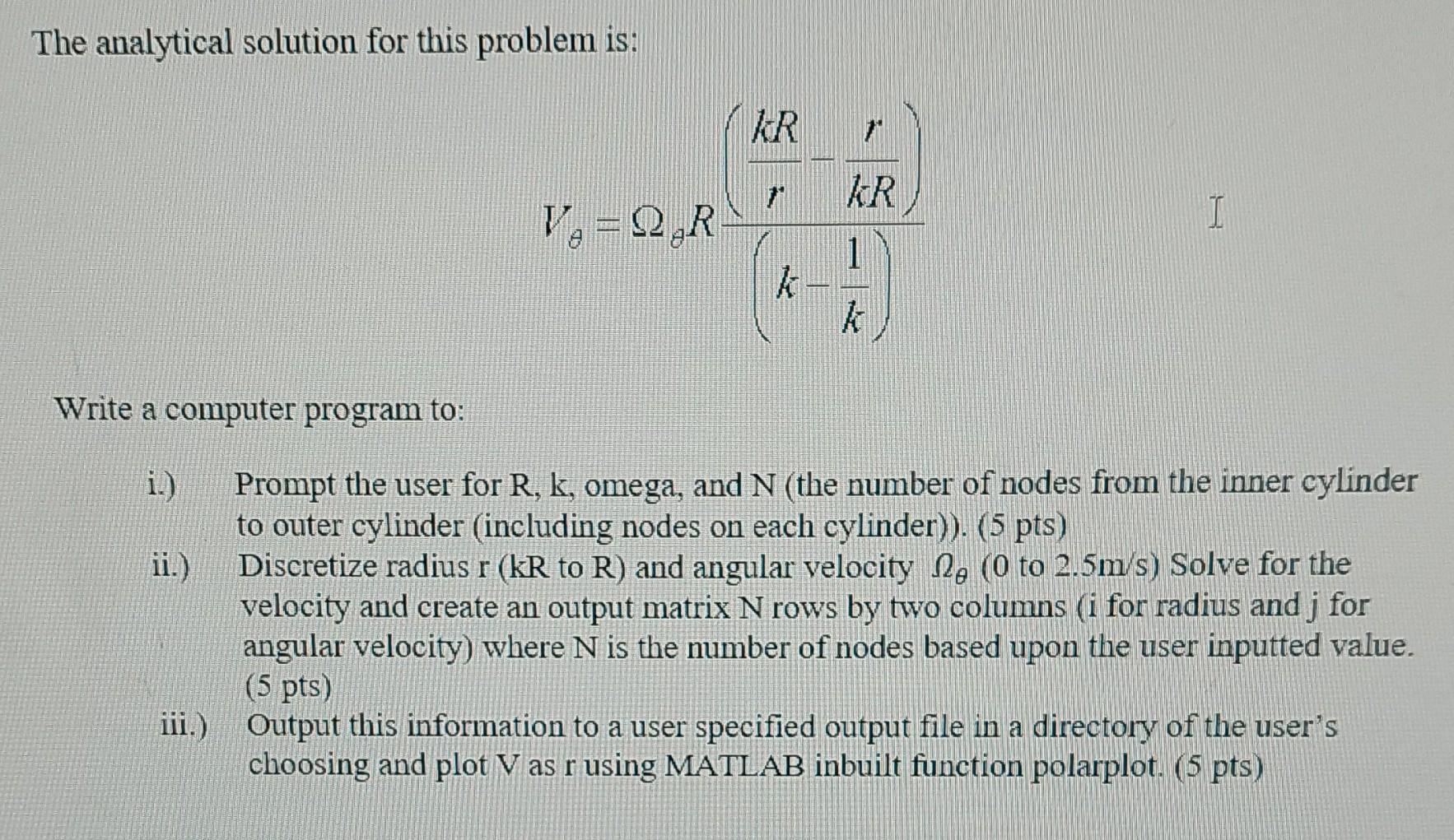 Solved 5) (Fluid Mechanics Problem) Determine the velocity | Chegg.com