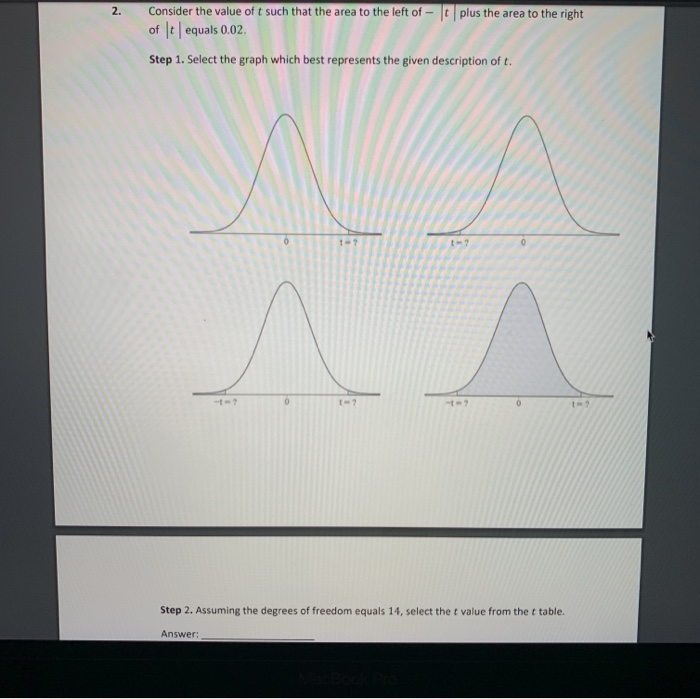 Solved Consider the value of t such that the area to the | Chegg.com