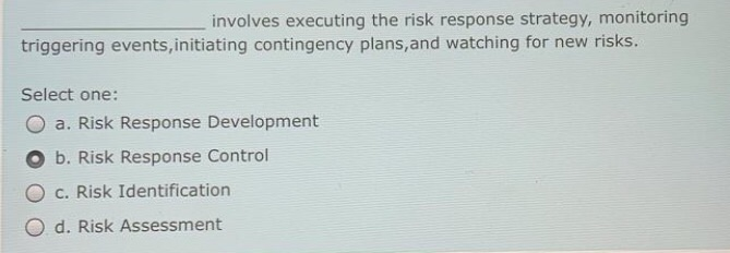 Solved involves executing the risk response strategy, | Chegg.com