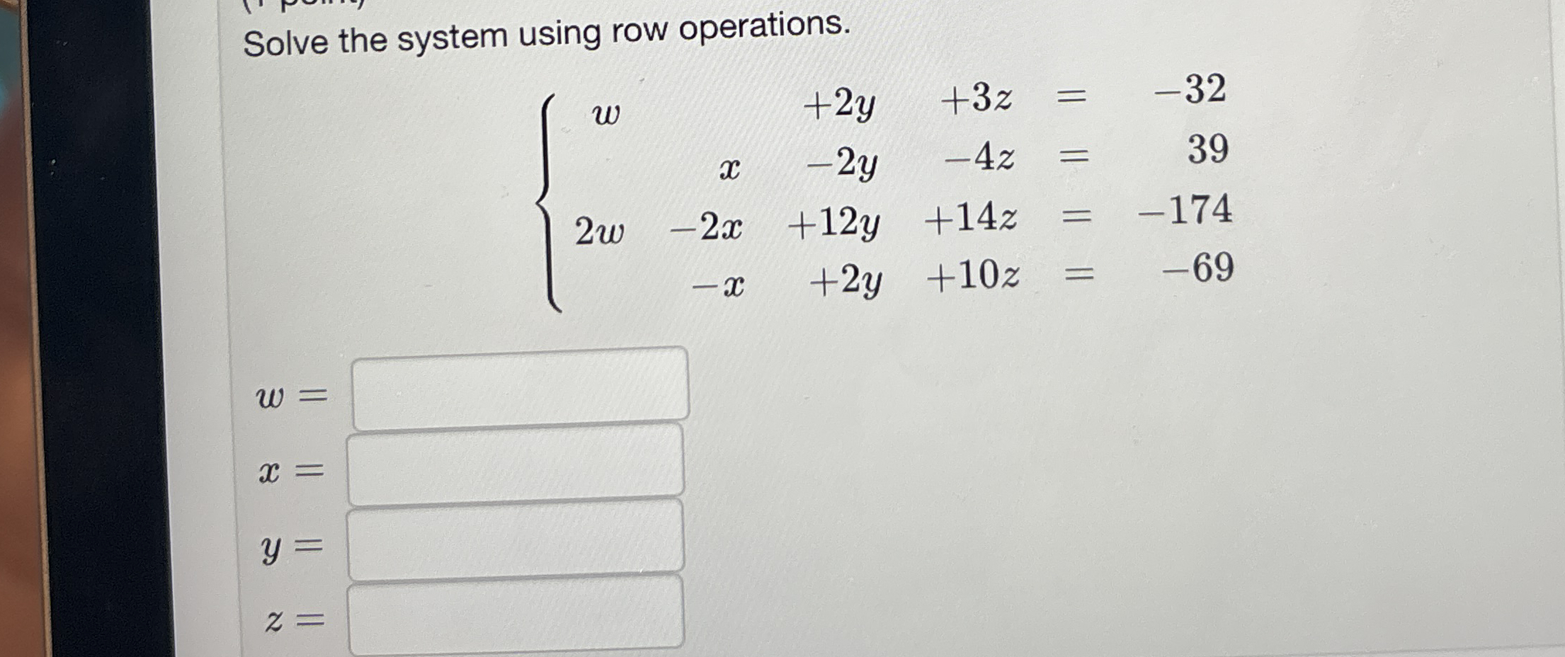 Solved Solve the system using row | Chegg.com
