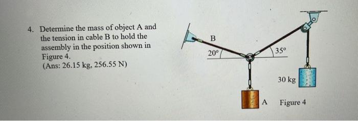 Solved 4. Determine the mass of object A and the tension in | Chegg.com