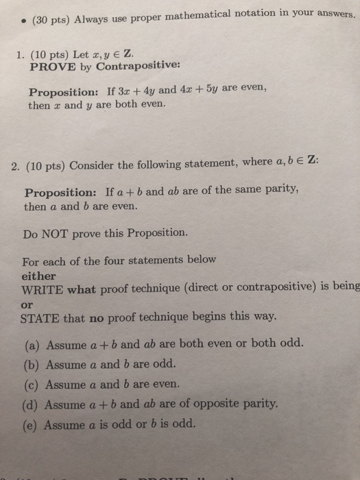 Solved • (30 pts) Always use proper mathematical notation in | Chegg.com