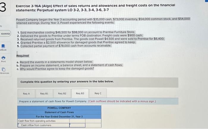 Solved Exercise 3-16A (Algo) Effect of sales returns and | Chegg.com