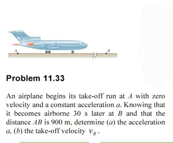 Solved An airplane begins its take-off run at A with zero | Chegg.com