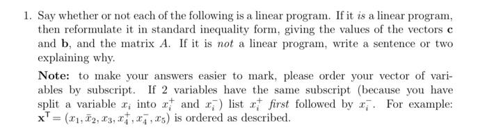 Solved 1. Say whether or not each of the following is a | Chegg.com