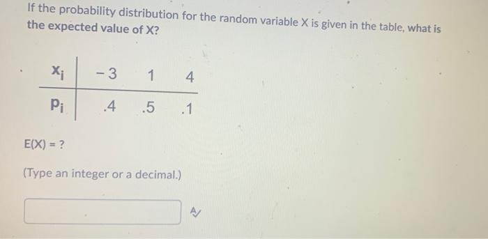 Solved If the probability distribution for the random | Chegg.com