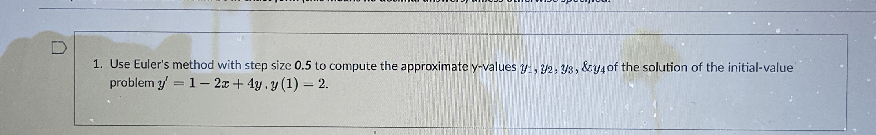 Solved Use Euler's method with step size 0.5 ﻿to compute the | Chegg.com