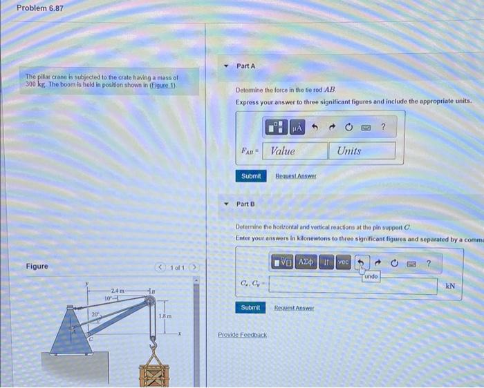 Solved The pitar crane is subpacted to the crate having a | Chegg.com