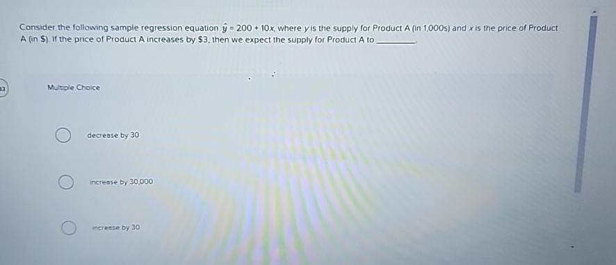 Solved Consider the following sample regression equation | Chegg.com
