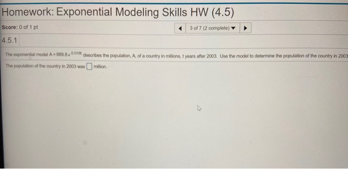 Solved Homework: Exponential Modeling Skills HW (4.5) Score: | Chegg.com