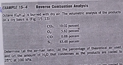 Solved Reverse Combustion AnalysisOctane (C8H18) ﻿is burned | Chegg.com