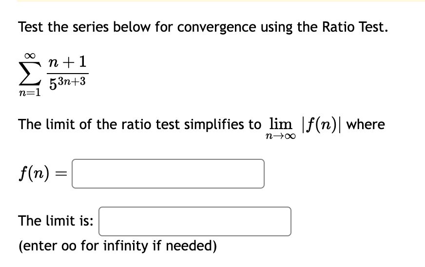 Solved Test the series below for convergence using the Ratio | Chegg.com
