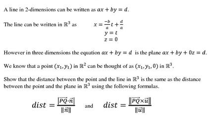 Solved A line in 2-dimensions can be written as ax + by = d. | Chegg.com